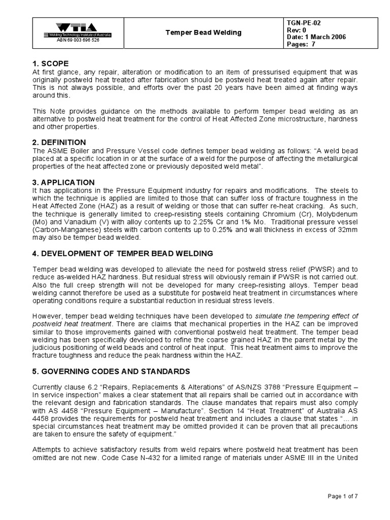 Repair Welding Temper Bead | PDF | Heat Treating | Welding