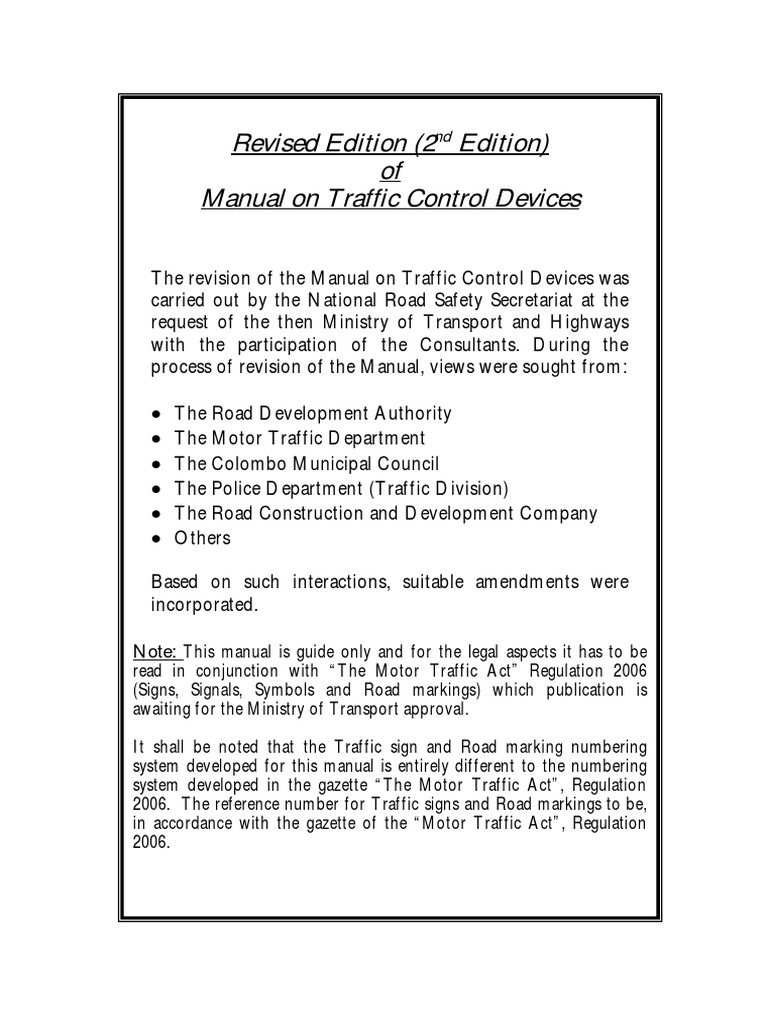Revised Manual on Traffic Control Devices | PDF | Traffic | Pedestrian ...
