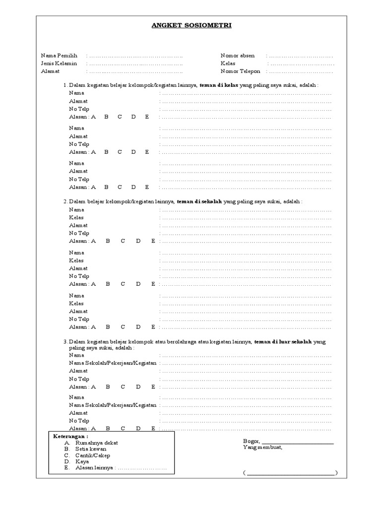 Angket Sosiometri | PDF