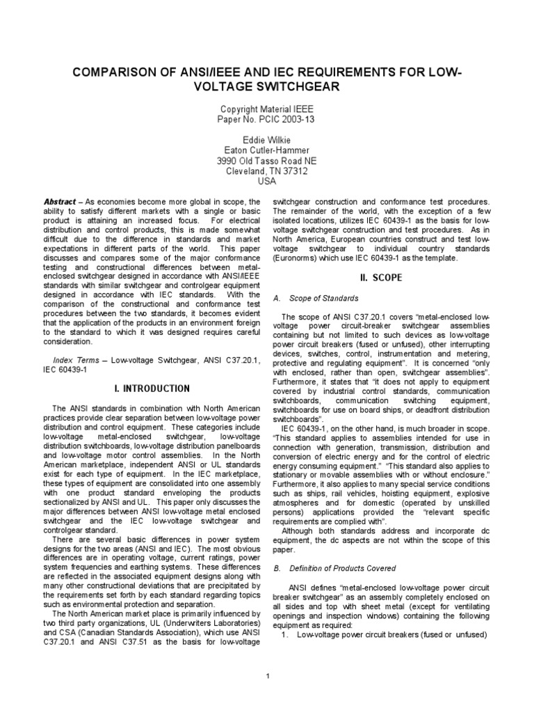 IEEE and IEC Standards | PDF | Fuse (Electrical) | Electrical Wiring