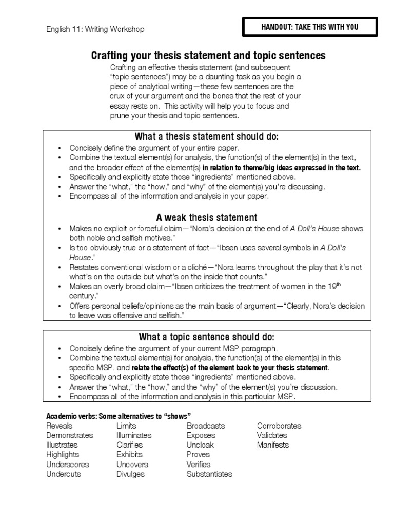 Crafting Your Thesis Statement | PDF