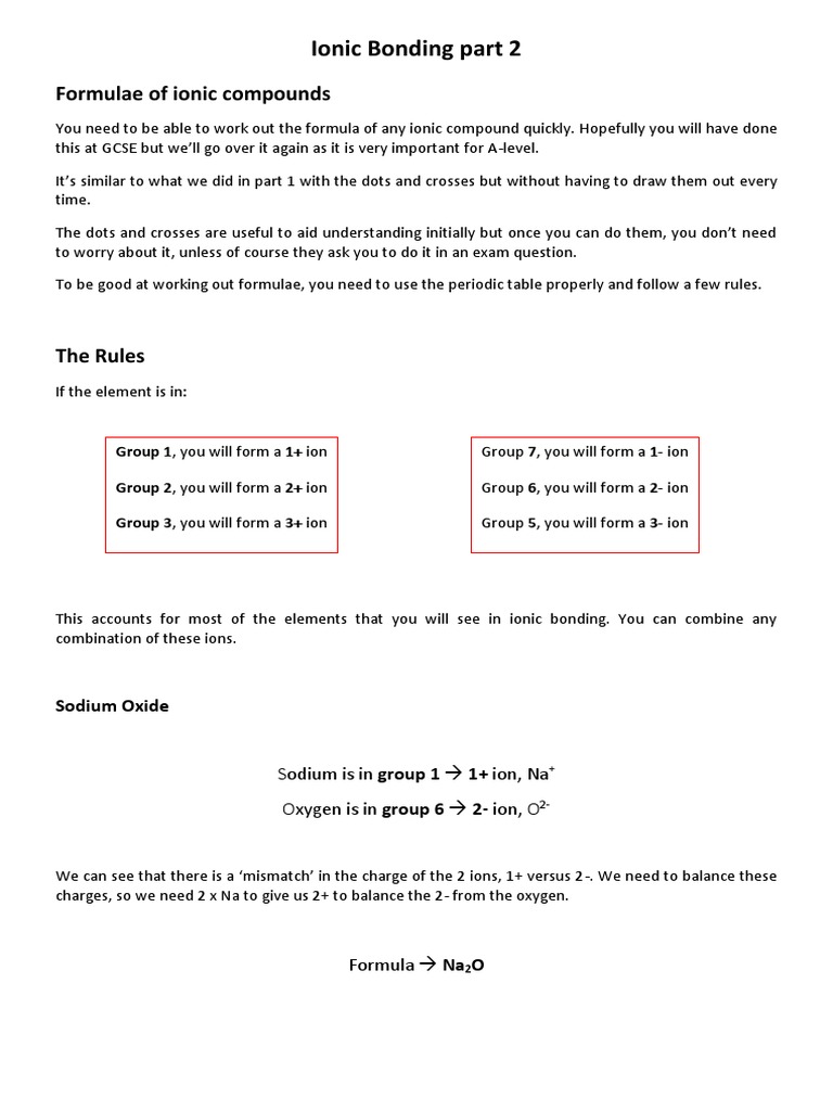 Ionic Bonding Part 2 (Formulae) Edexcel | PDF | Ion | Carbonate