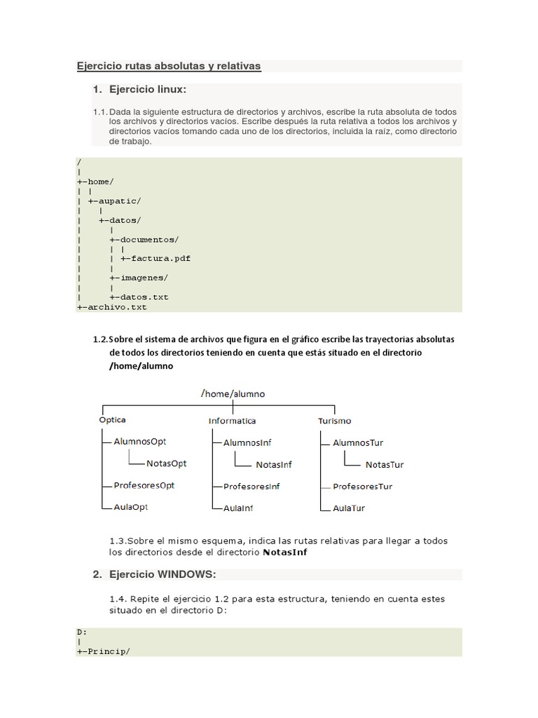 Rutas Absolutas y Relativas en Linux y Windows | PDF