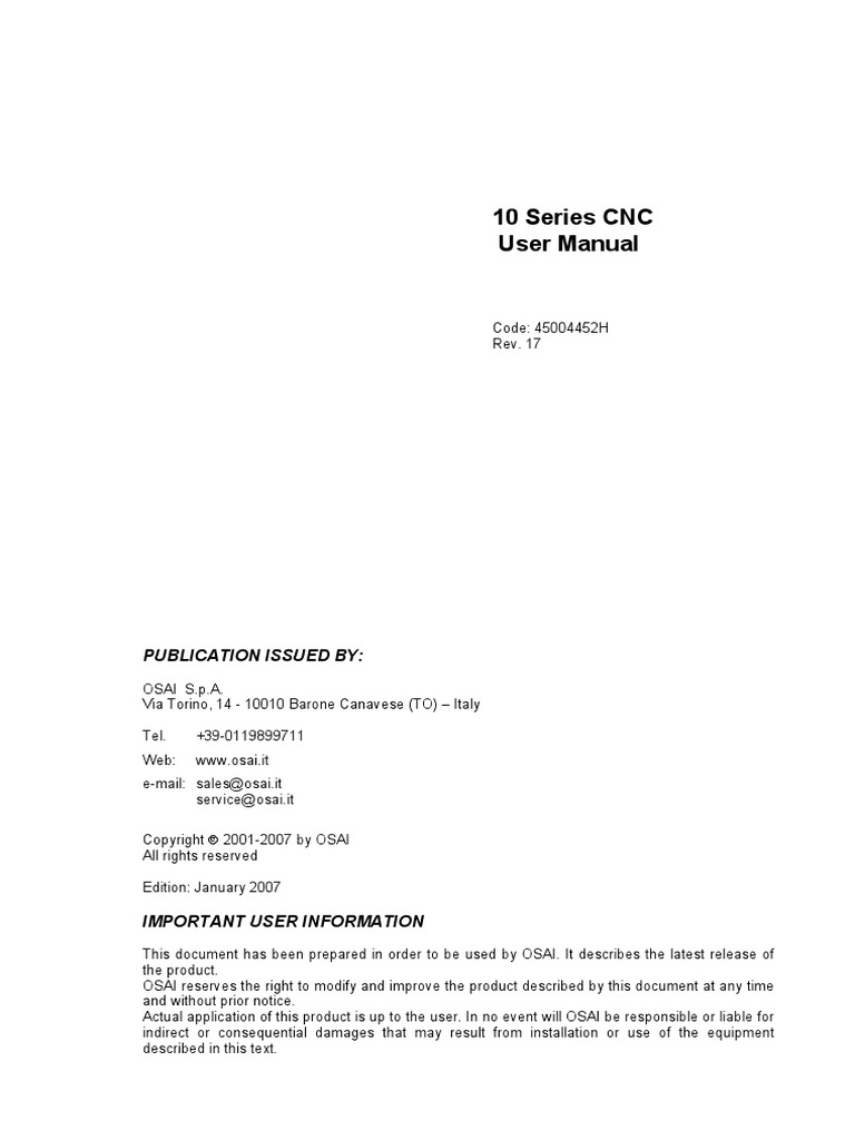 10 Series CNC User Manual | PDF | Numerical Control | Computer Program
