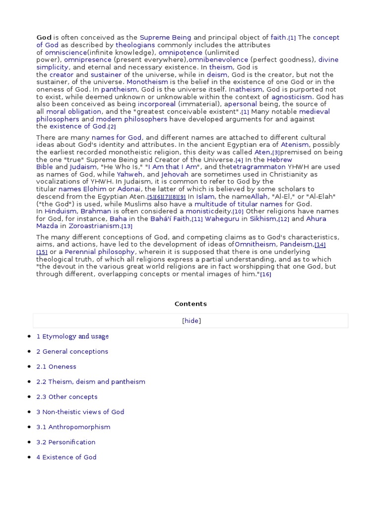 God Is Often Conceived As The: Gy and Usage | PDF | God | Conceptions ...