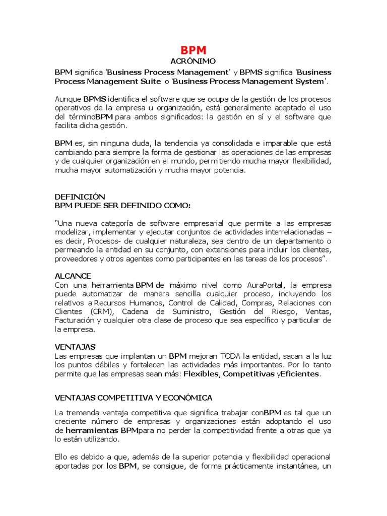 Qué Es Un BPM | PDF | Análisis de Riesgo y Puntos Críticos de Control | Software
