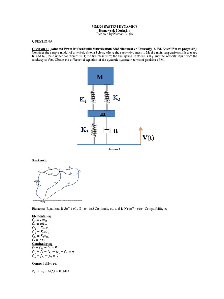 Mm326 System Dynamics Hw1 Sol Pdf Pdf Differential Equations