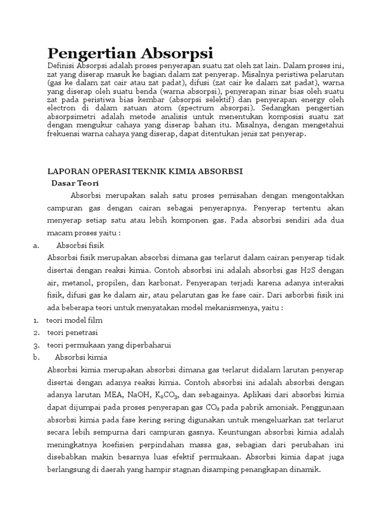 Pengertian Absorpsi | PDF