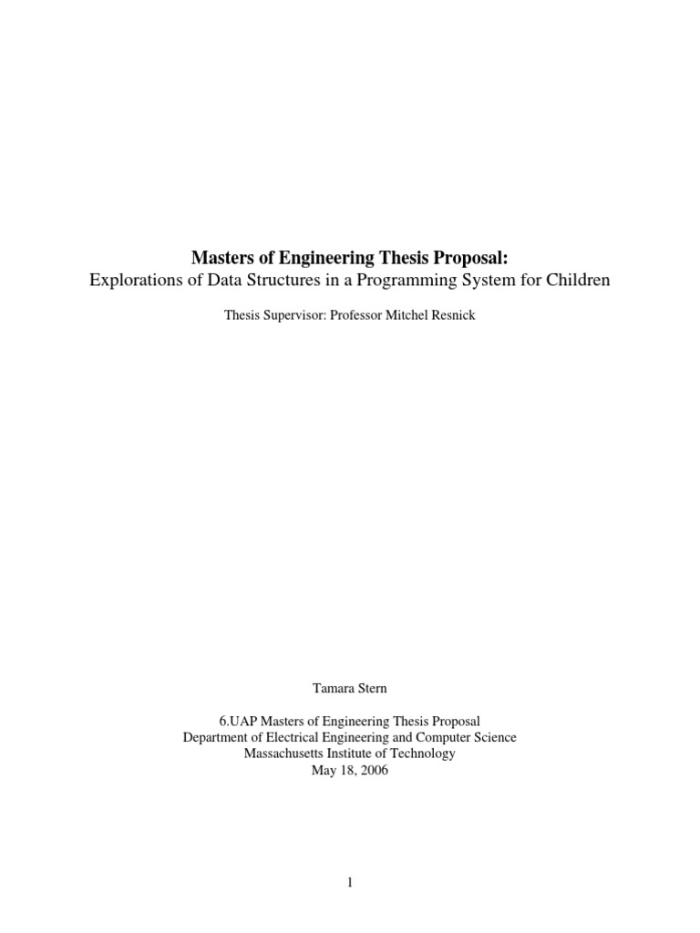 Masters of Engineering Thesis Proposal | PDF | Scratch (Programming ...