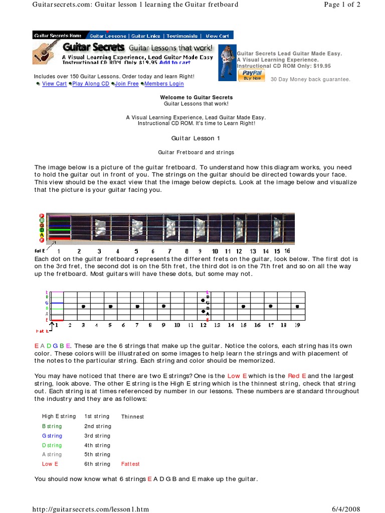 Guitar Lesson 1: View Cart Play Along CD Join Free Members Login | PDF ...