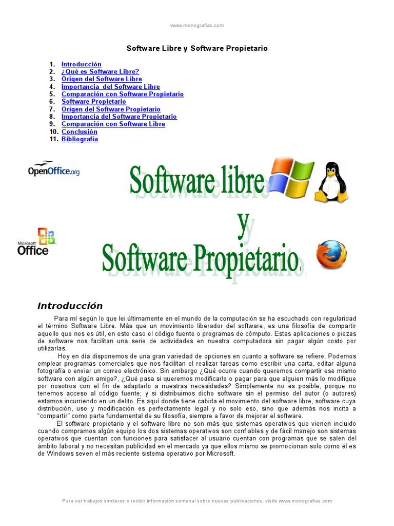 Software Libre y Software Propietario | PDF | Software libre | Software propietario