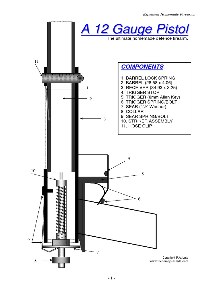12g Shot Pistol | PDF | Trigger (Firearms) | Screw