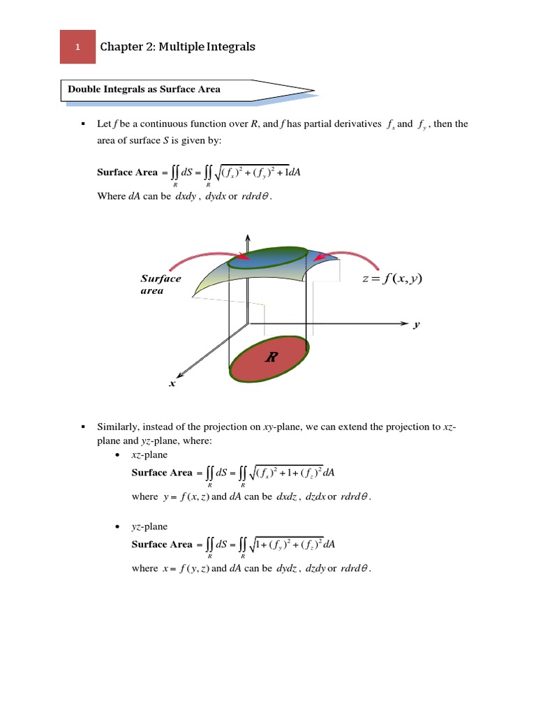 Lecture Notes (Chapter 2.2 (B) Double Integrals As Surface Area) | PDF ...