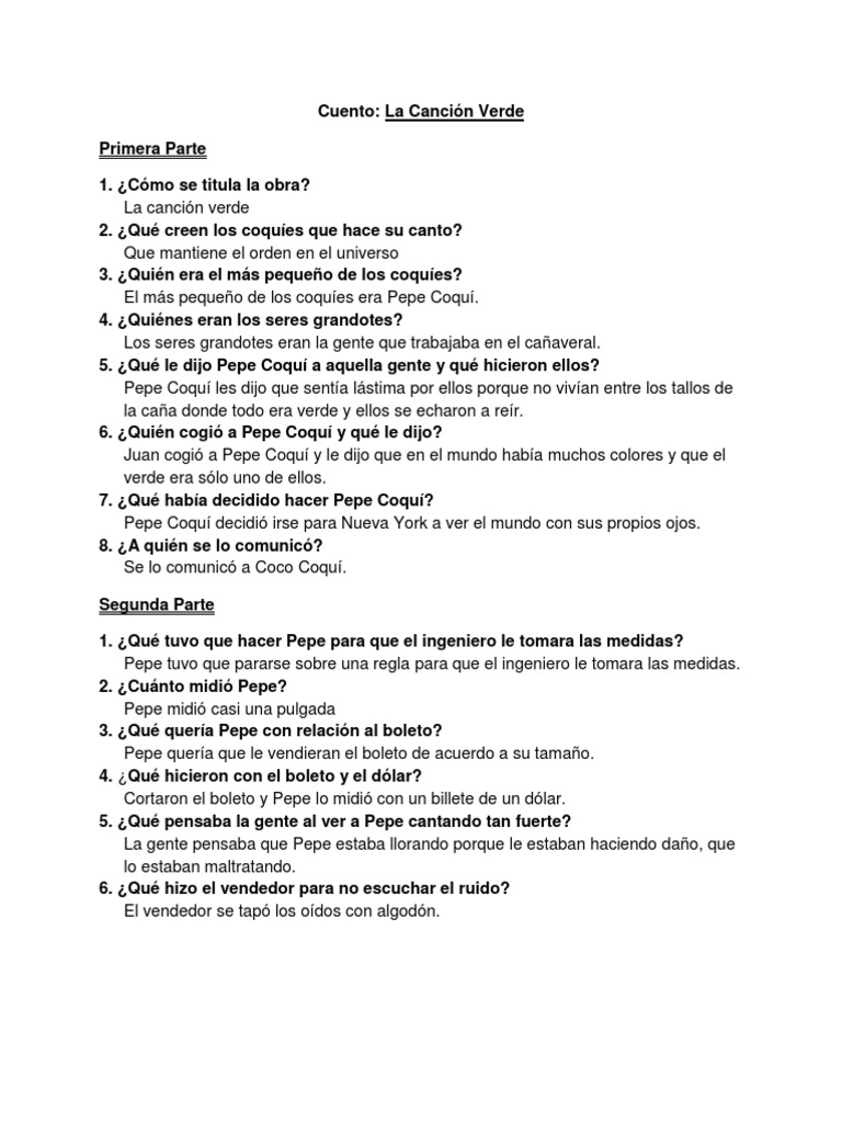 Resumen de "La Canción Verde" | PDF | Ocio