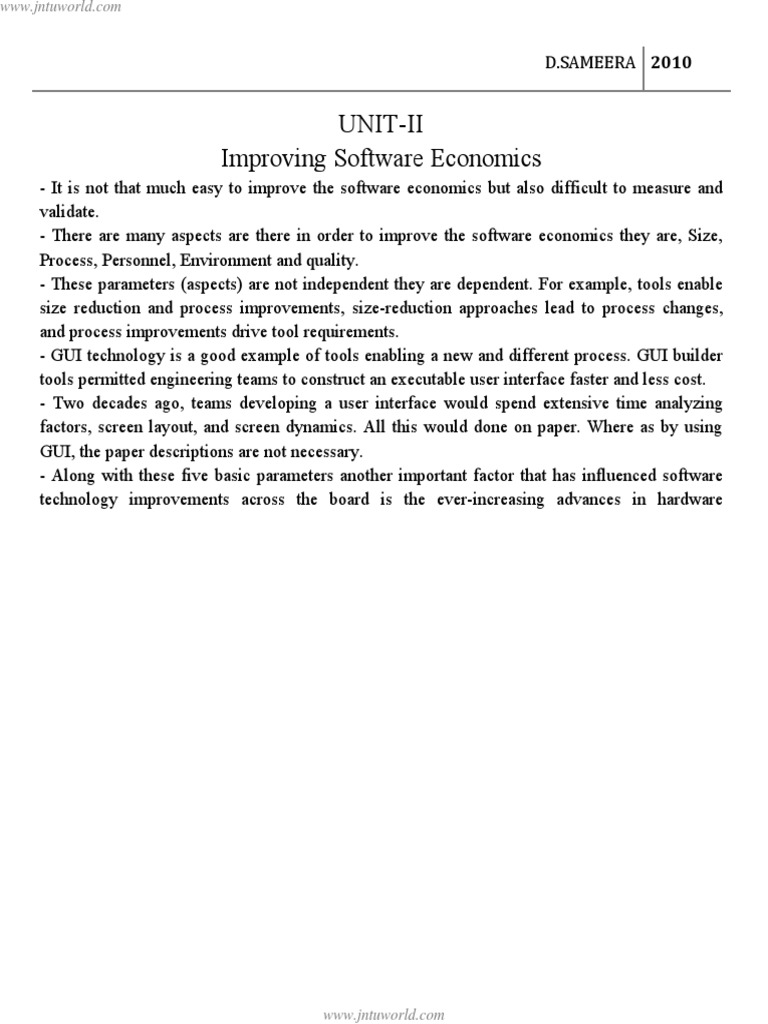 Unit-Ii Improving Software Economics | PDF | Component Based Software Engineering | Product ...