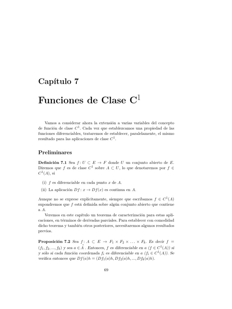 Funciones de Clase C1 PDF | PDF | Derivado | Función continua