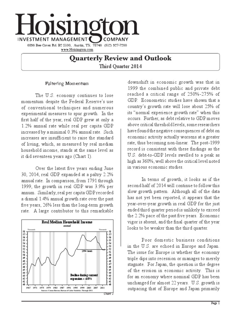 Van Hoisington Q3 | PDF | Deflation | Inflation