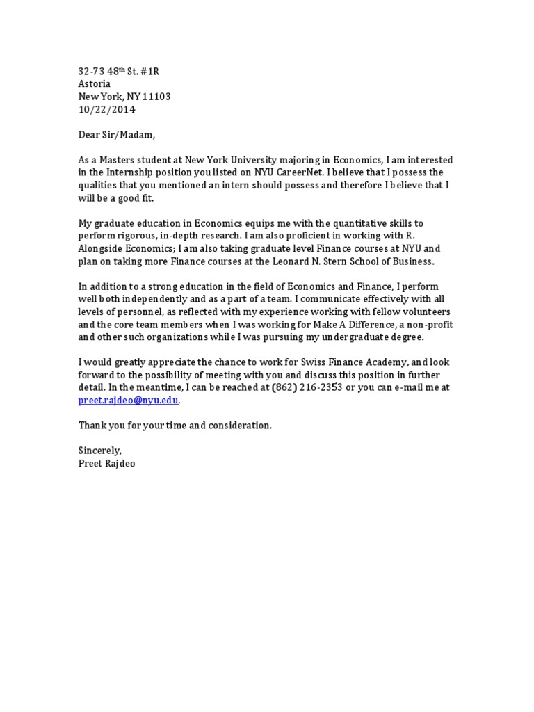 Cover Letter (Bloomberg) | PDF