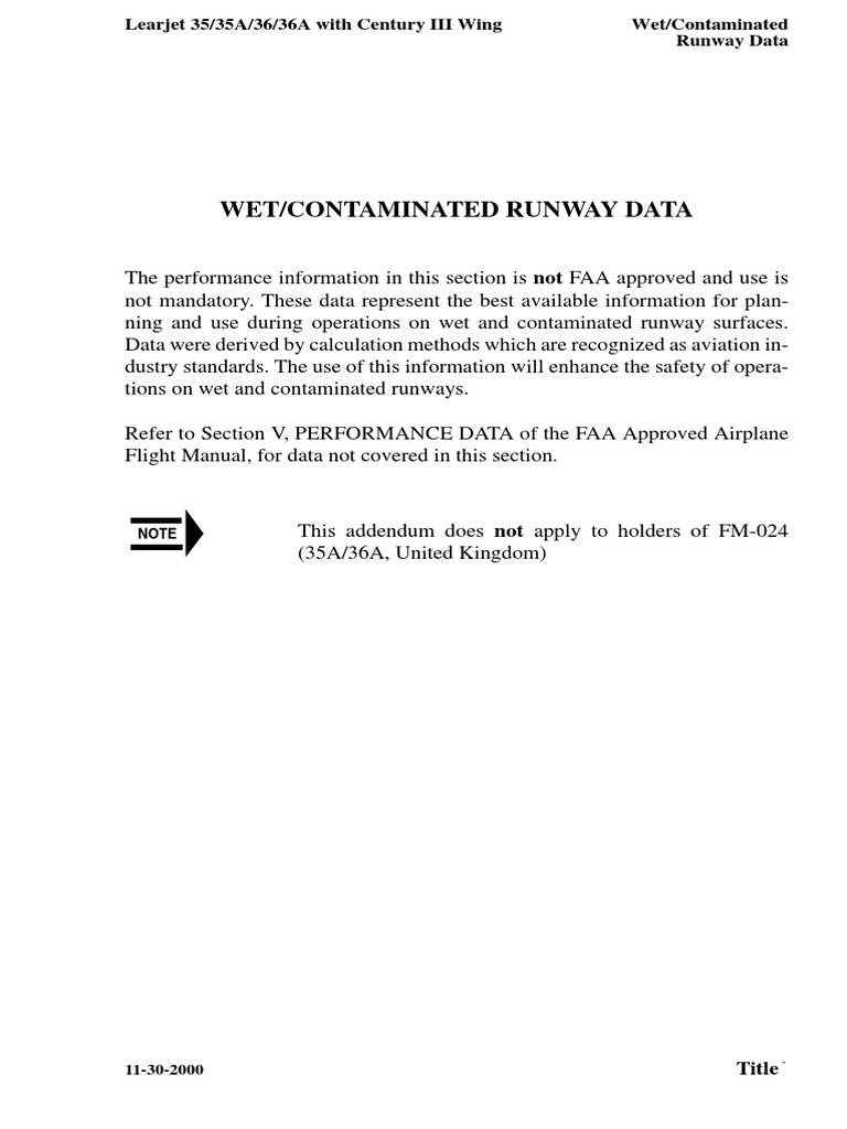 2000 - Wet - Contaminated Runway Data PDF | PDF | Takeoff | Snow