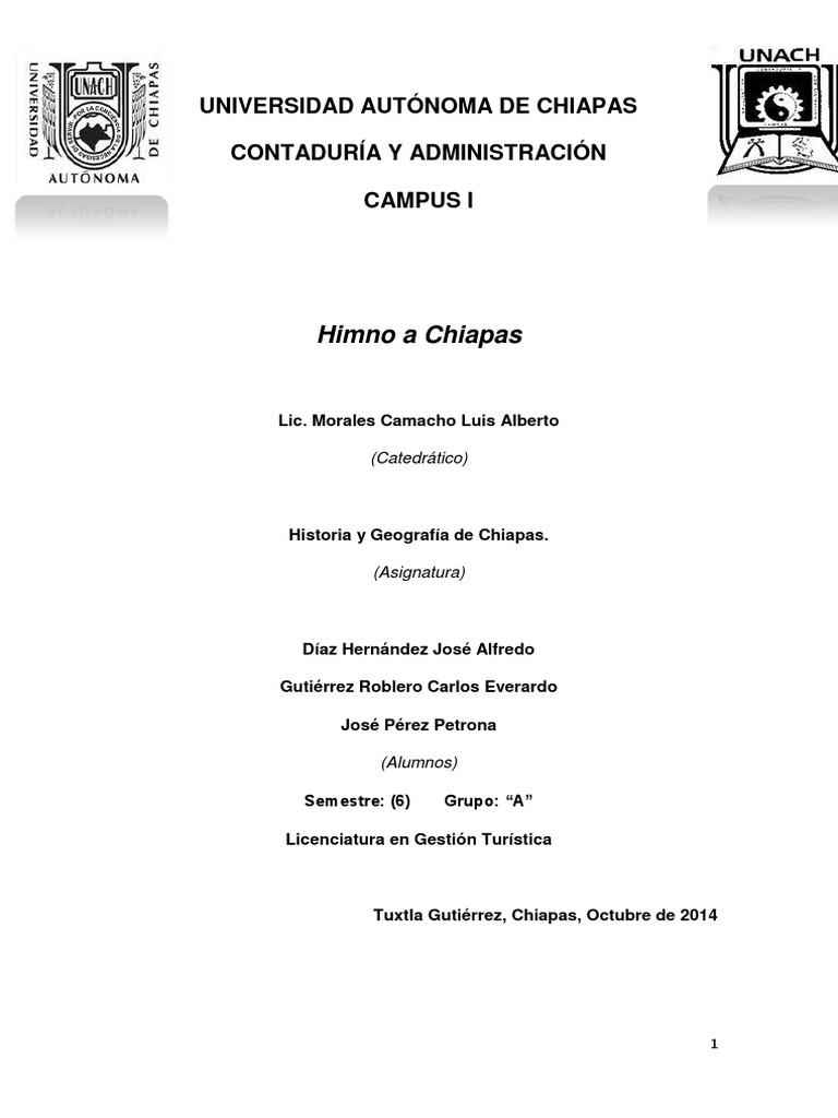 Historia y Significado del Himno a Chiapas | PDF | Chiapas | México