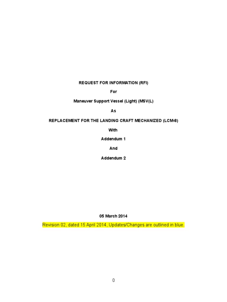 RFI Manuver Support Vessel (MSV) Light (Revision 02, 15 Apr 14) | PDF ...