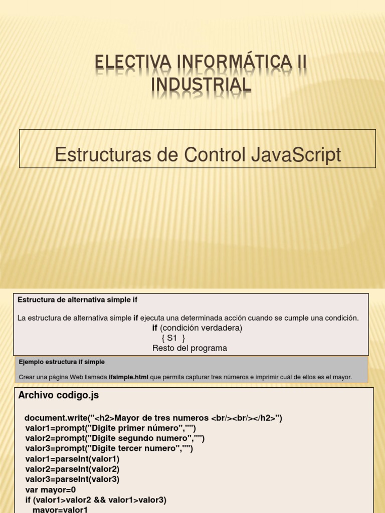 Estructuras de Control en JavaScript | PDF | Script Java | Desarrollo web