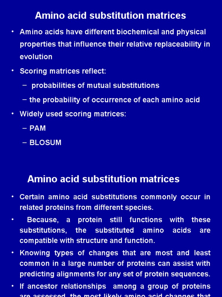 Aminoacid+Alignment Including PAM & BLOSUM | Download Free PDF ...