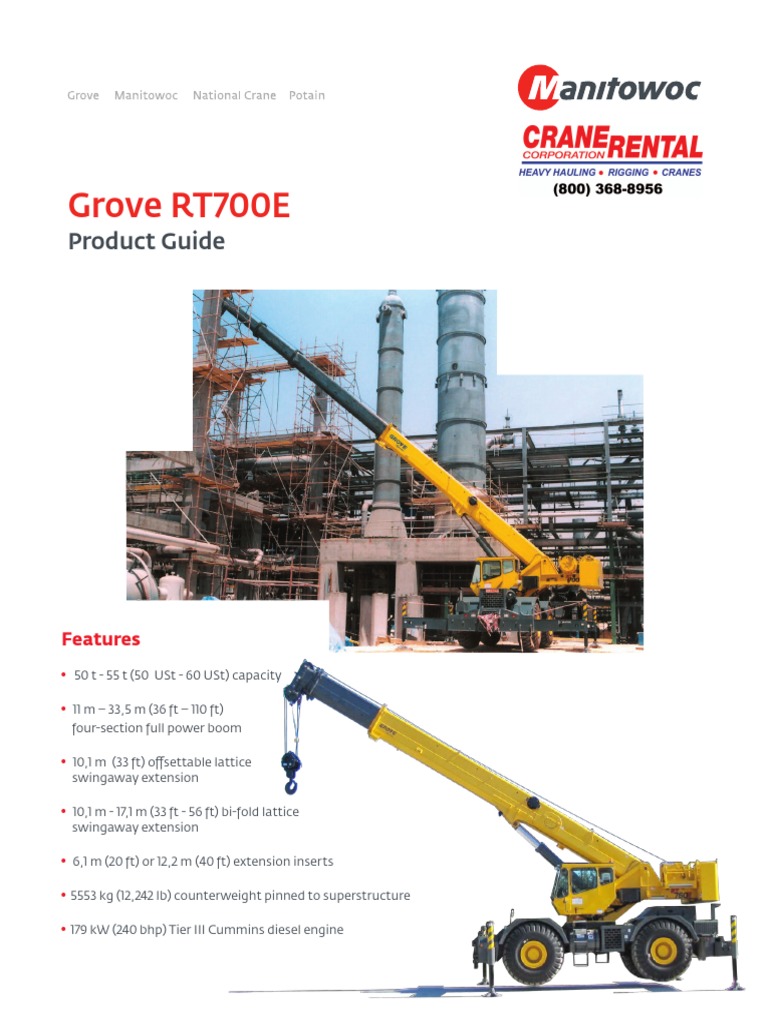 Grove RT700E: Product Guide | PDF | Crane (Machine) | Tire