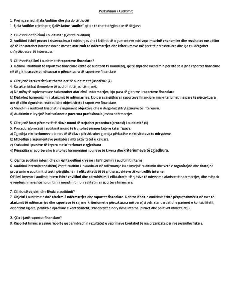 Auditimi Permbledhje | PDF