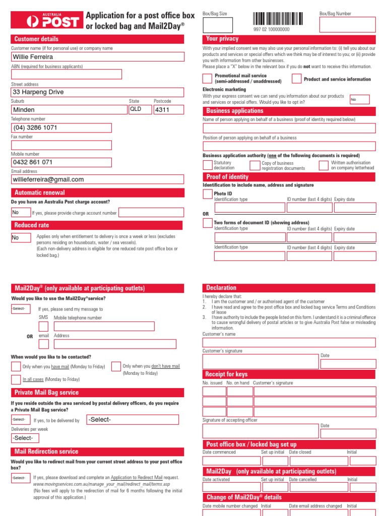 Po Box Application Form Online Access PDF | PDF | Mail | Indemnity