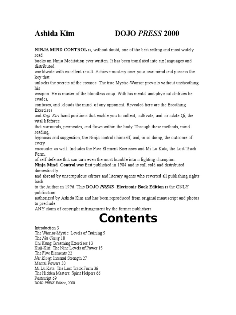 Ashida Kim Dojo Press 2000 | PDF | Qi | Ninja