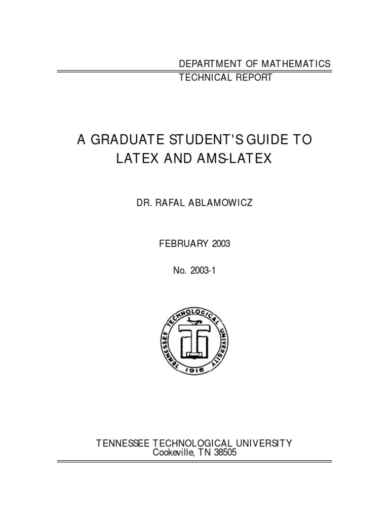 LaTeX Math Formatting TR - 2003 - 1 | Download Free PDF | Mathematical ...