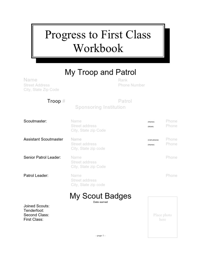 First Class Rank Progress Workbook | PDF | Youth Movements | Youth ...