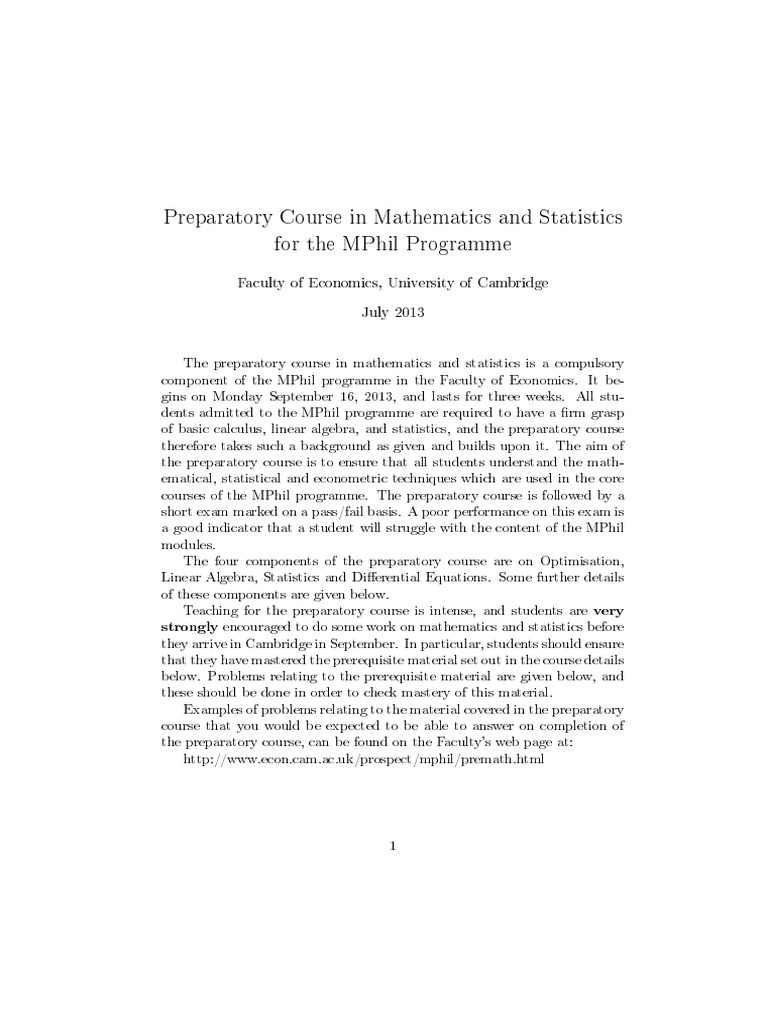 Prerequisites Cam | Download Free PDF | Mathematical Optimization ...
