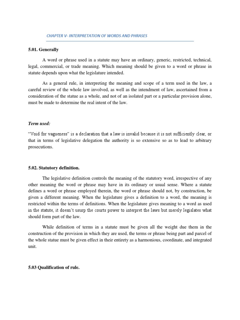 Chapter V Summary - Subtopics 1-20 | PDF | Statutory Interpretation ...