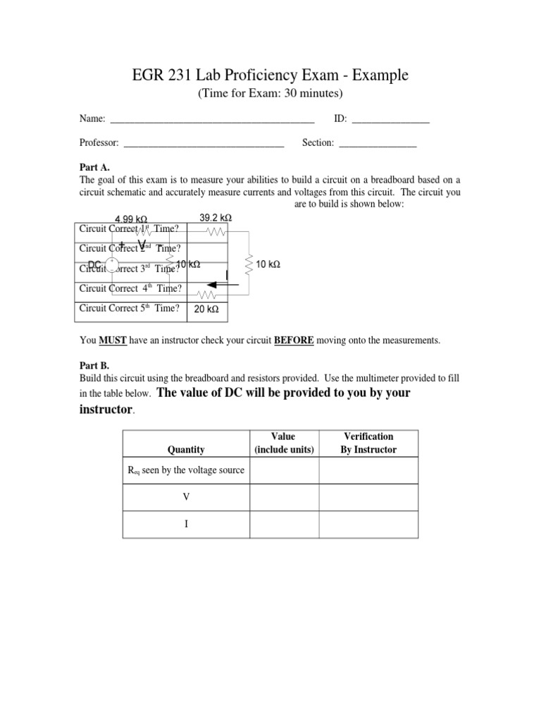 EGR 231 Lab Proficiency Exam Guide | PDF