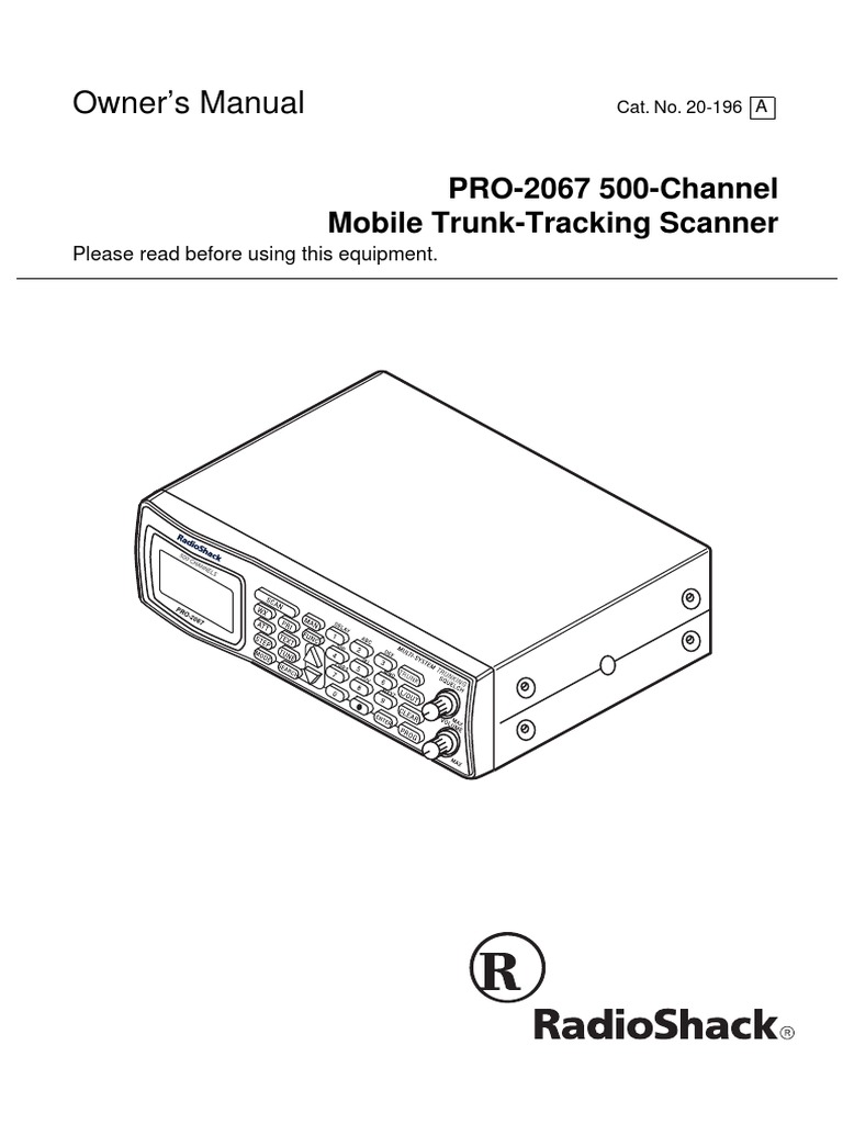 Radio Shack - Pro-2067 Trunk-Track VHF-UHF Scanner - Manual | PDF ...