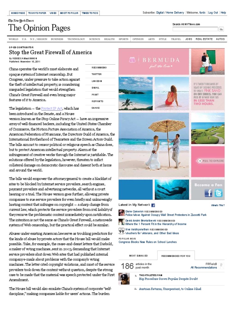 Stop The Great Firewall of America: Protect IP Act | PDF | Copyright ...