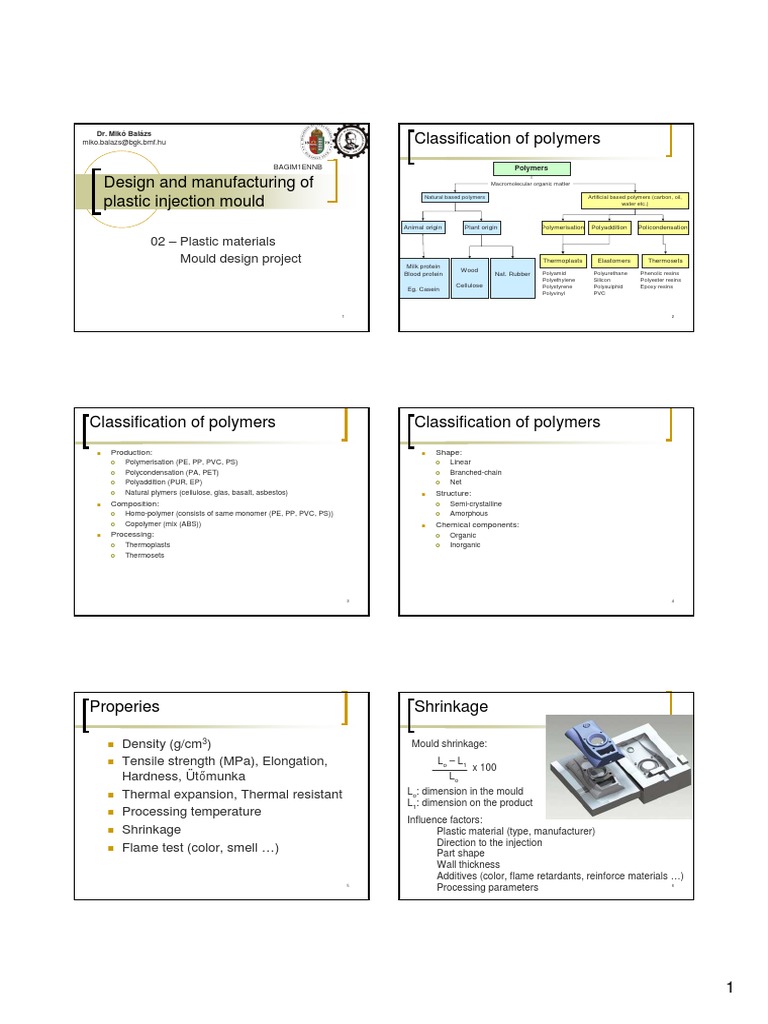 Classification of Polymers: 02 - Plastic Materials Mould Design Project ...