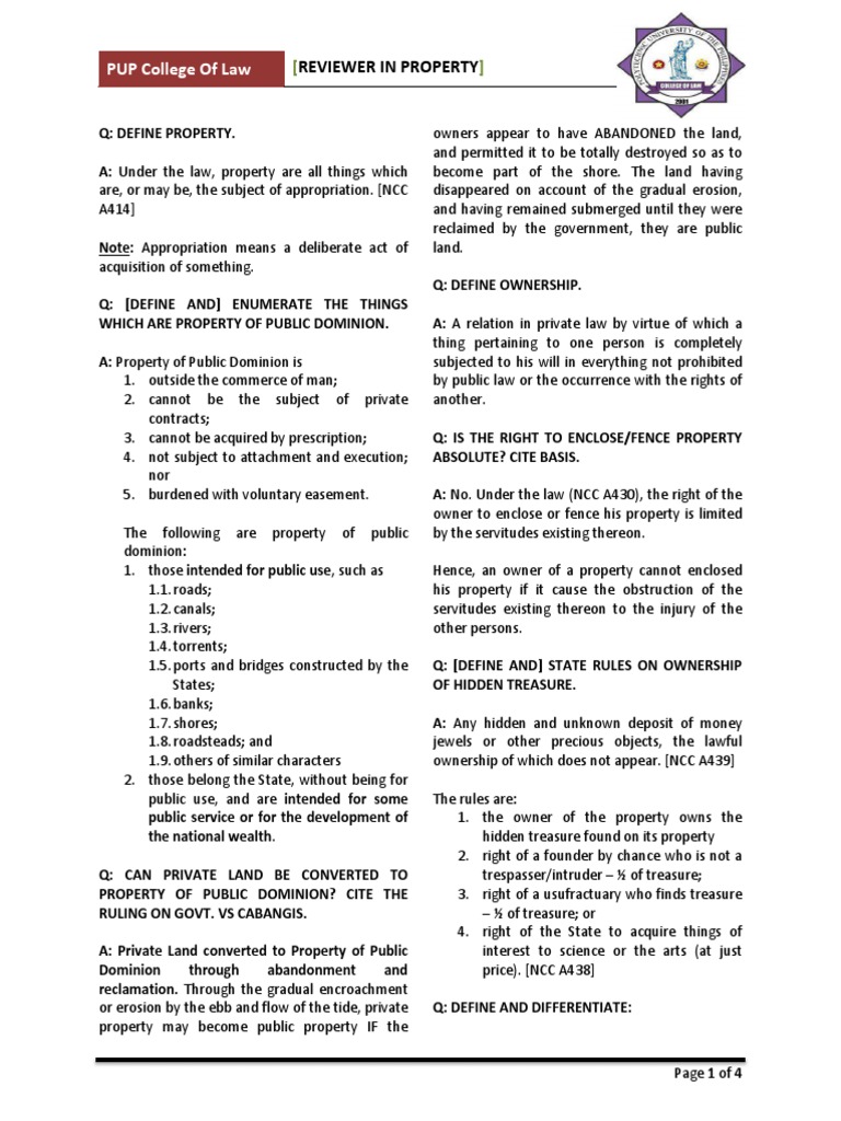 Property First Quiz | PDF | Eminent Domain | Ownership