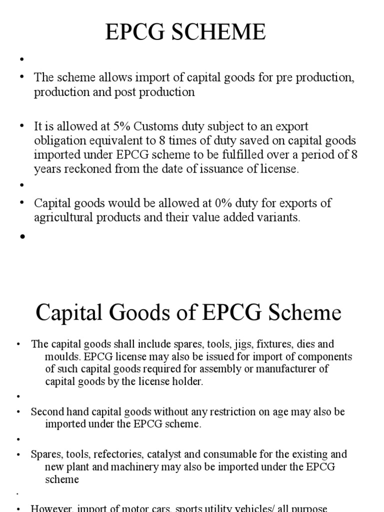 Epcg Scheme | PDF | Imports | Customs