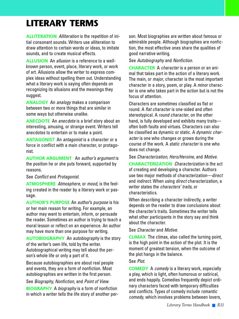 Literary Terms Handbook | PDF