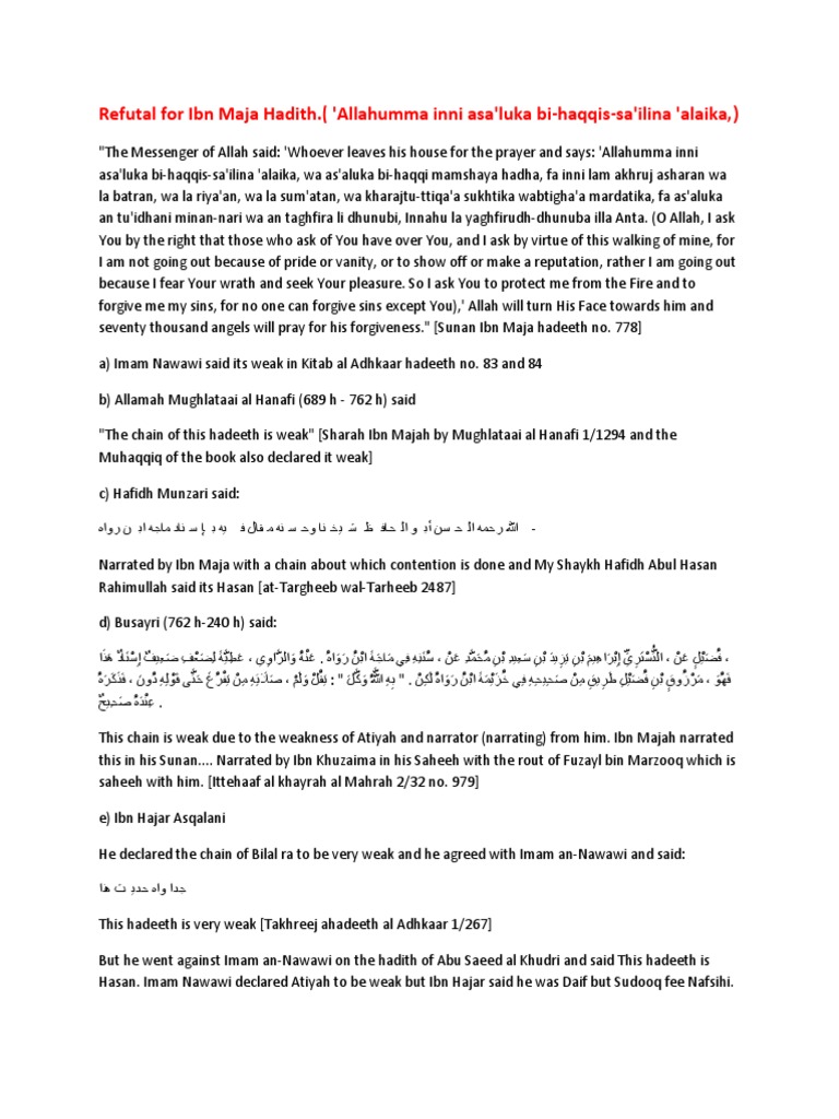 Weakness of Ibn Maja Hadiths Explained | PDF | Hadith | Islamic Branches
