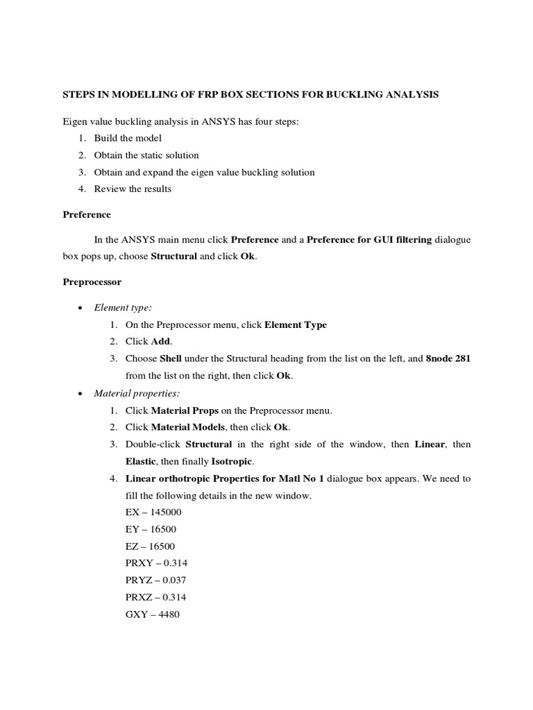 Steps in Modelling | PDF | Buckling | Eigenvalues And Eigenvectors