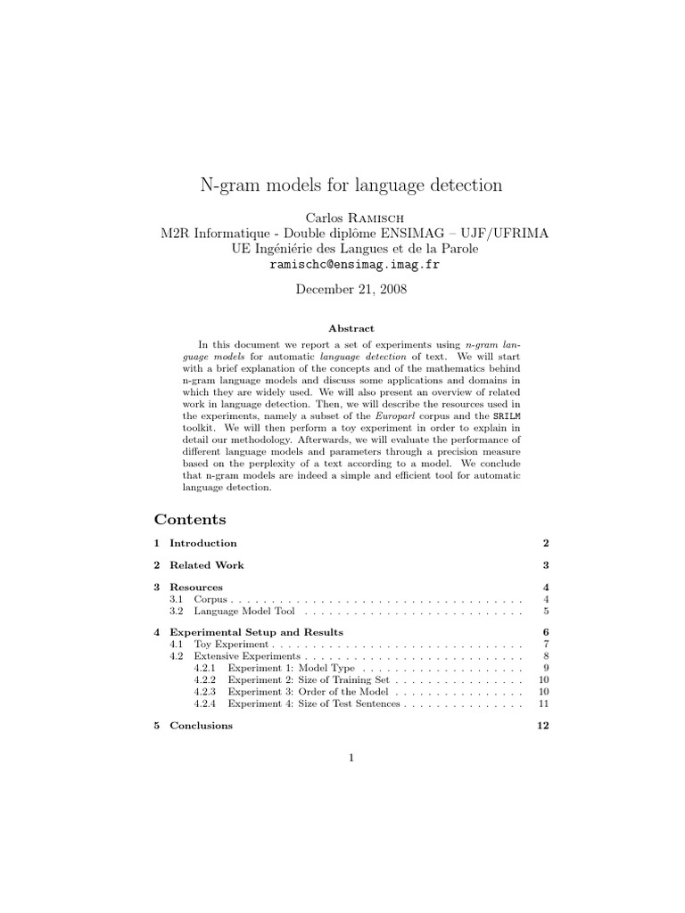N-Gram Models For Language Detection | Download Free PDF | Linguistics ...