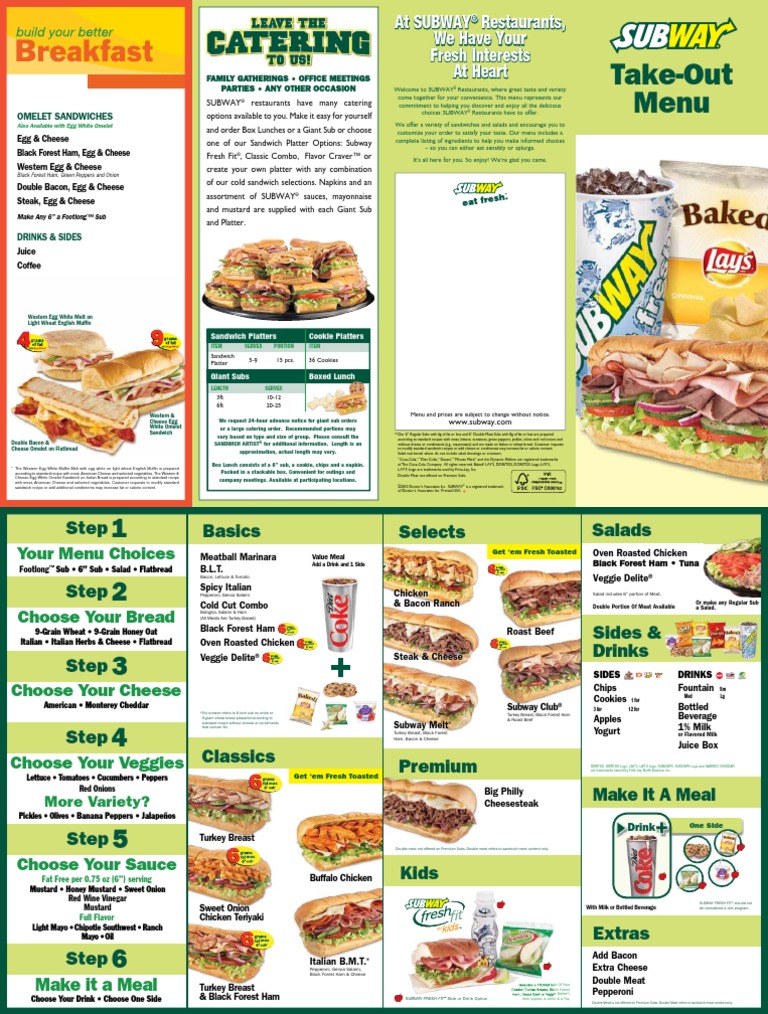 Subway Menu and Catering Options | PDF