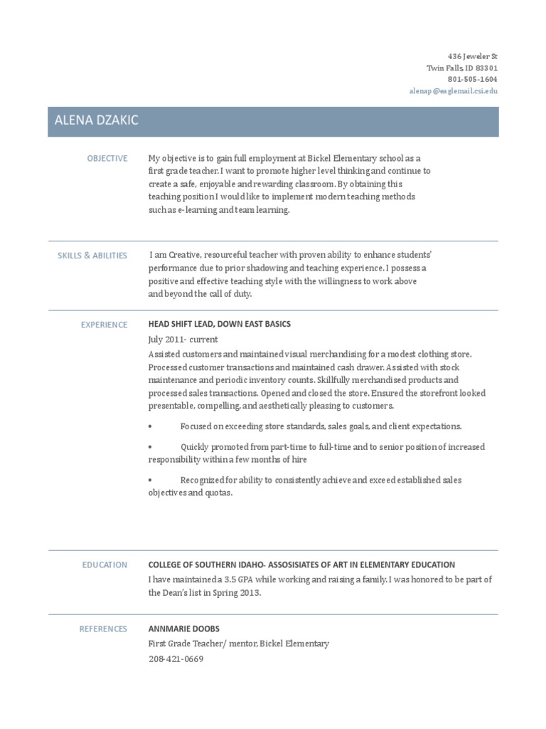 Educ 290 Teaching Resume | PDF