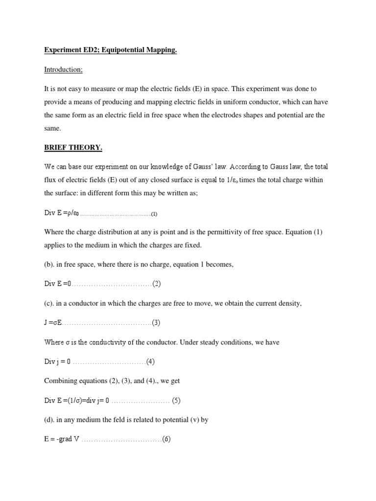 Equipotential Mapping | PDF | Electric Field | Contour Line