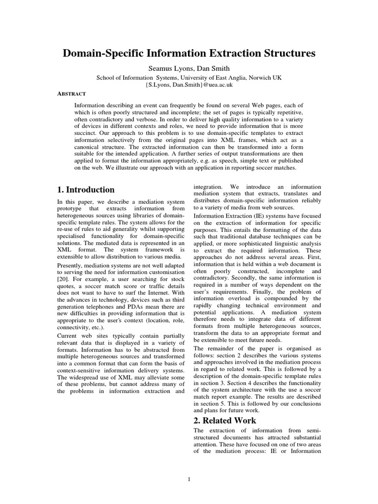 Domain-Specific Information Extraction Structures | PDF | Parsing | Information