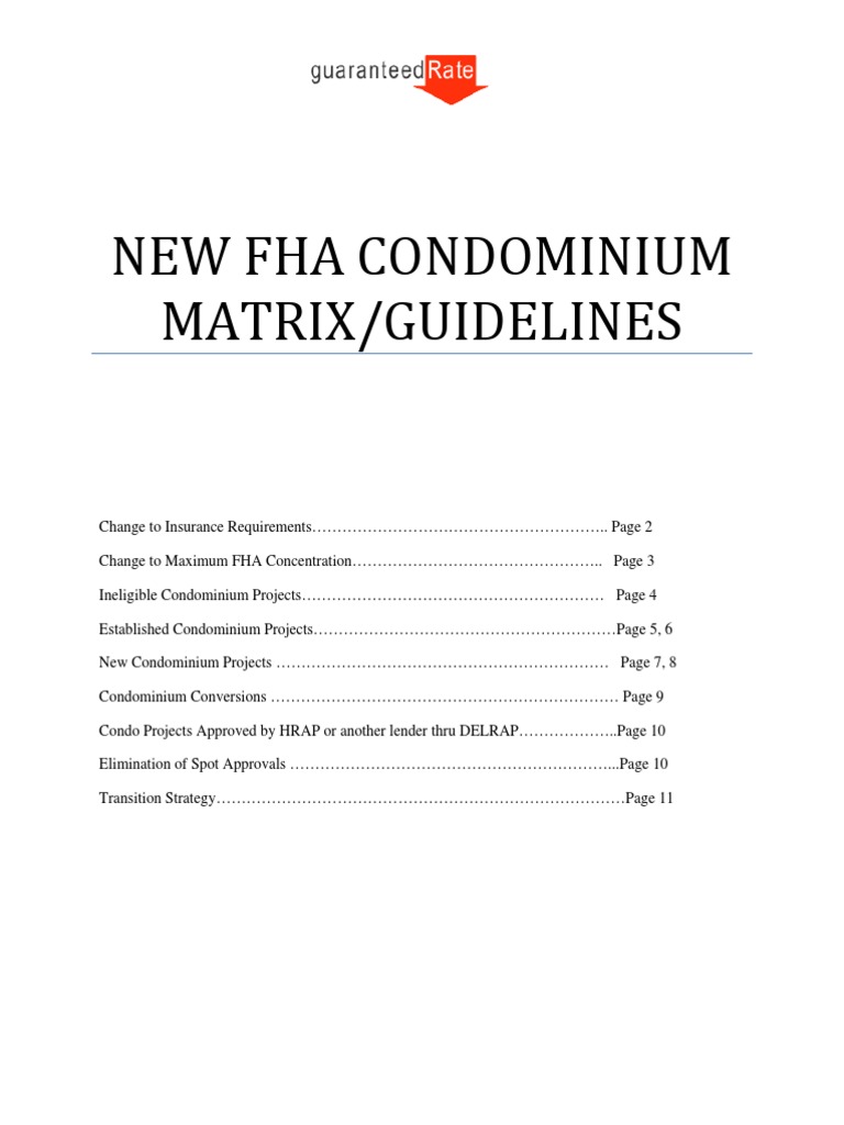New FHA Condominium Matrix Version 2 | Condominium | Federal Housing ...